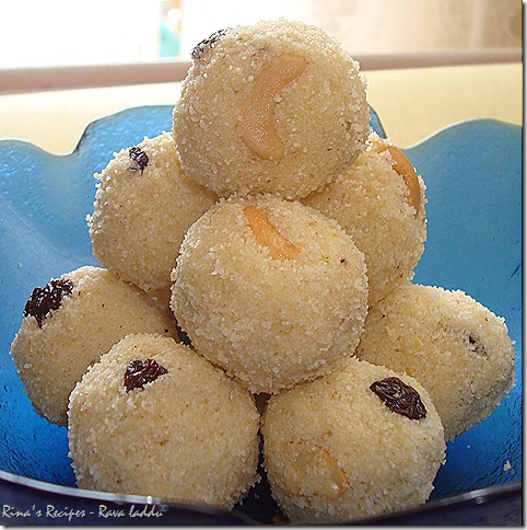 Rina's Recipes: Rava Laddu with Grated Coconut